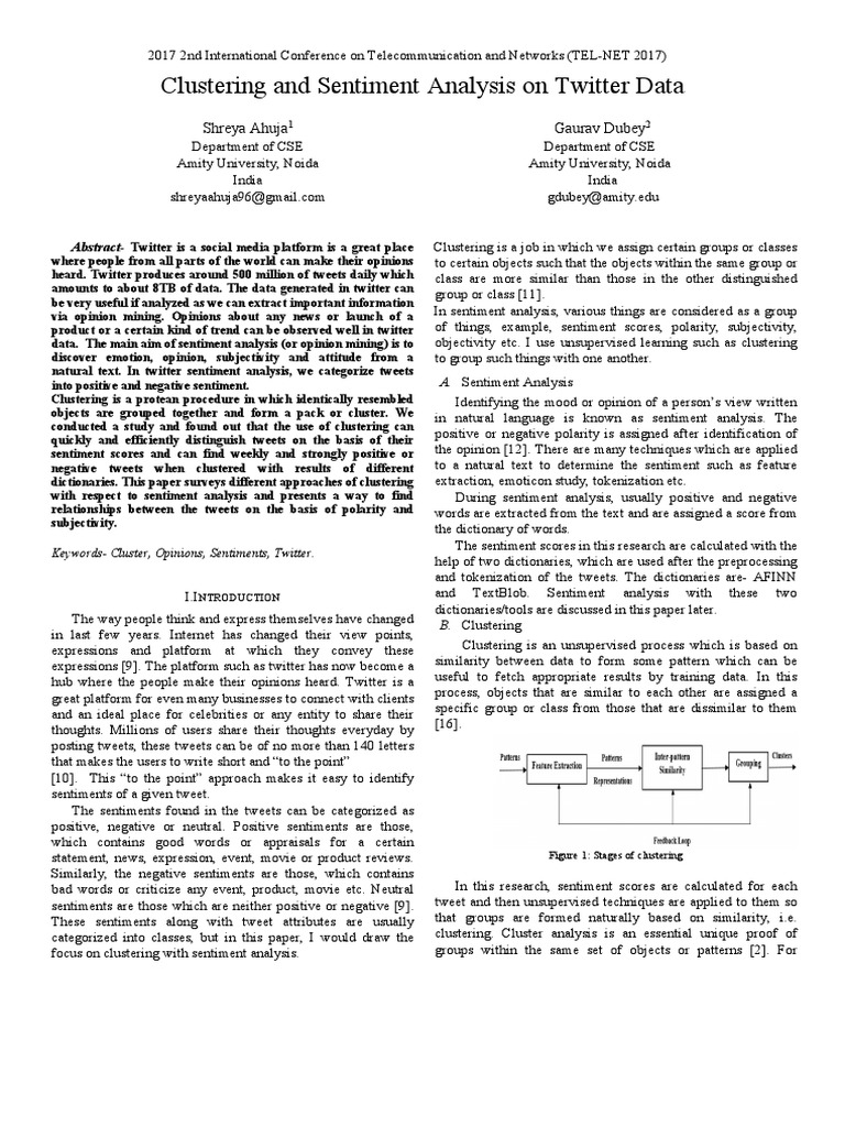 Clustering and Sentiment Analysis On Twitter Data | PDF | Cluster ...