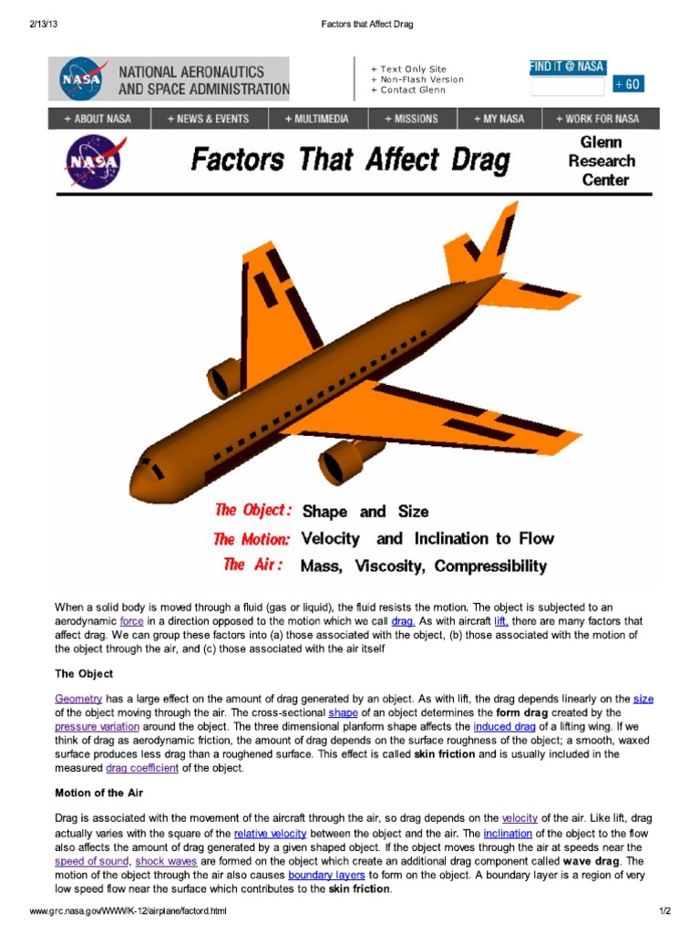 Factors That Affect Drag | PDF
