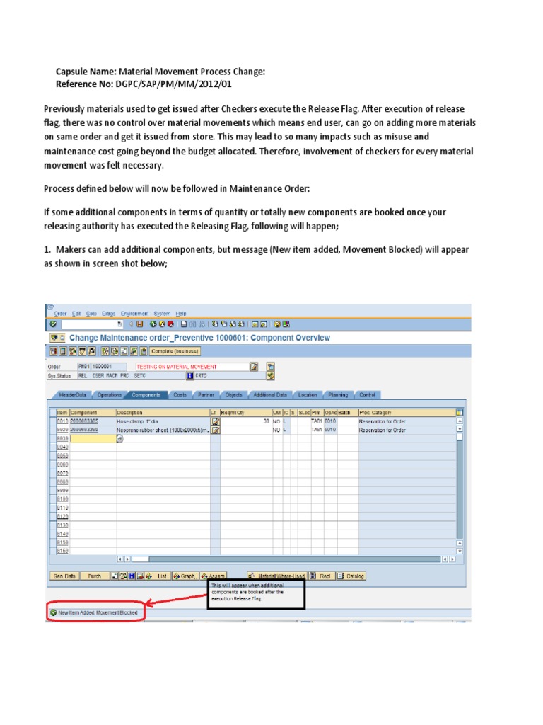 Material Movement Process Change | PDF