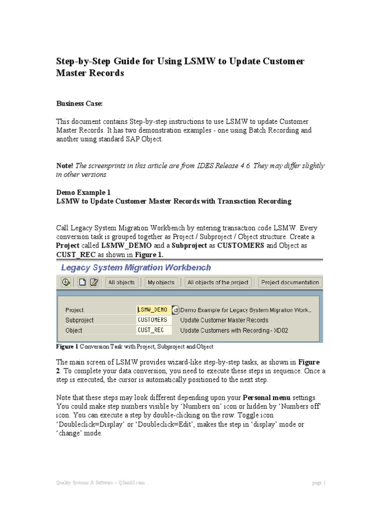 Step-by-Step Guide For Using LSMW To Update Customer Master Records ...