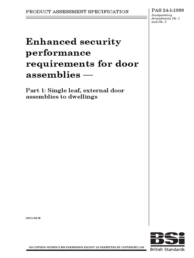 PAS24 - Enhanced Security Performance Requirements Fo | PDF | Door | Specification (Technical ...