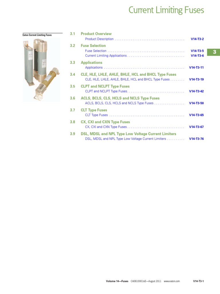 Eaton Current Limiting Fuses | PDF | Fuse (Electrical) | Transformer