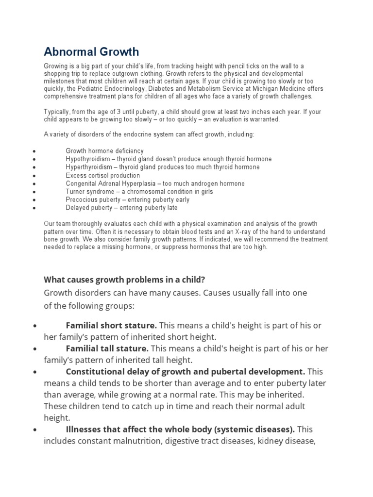 Understanding Child Growth Disorders | PDF | Genetic Disorder | Puberty