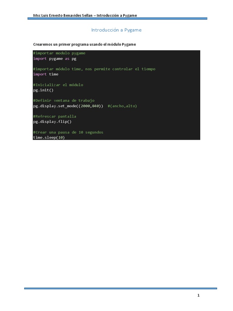 Introduccion A Pygame | PDF