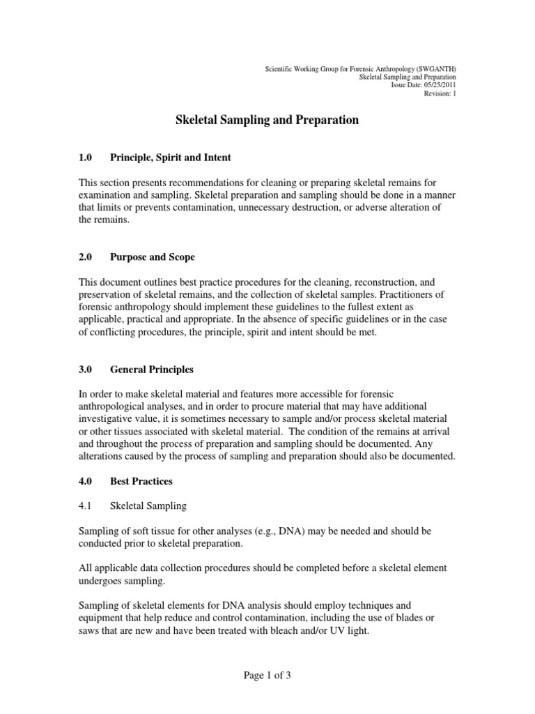 Forensic Skeletal Sampling Guidelines | PDF | Forensic Science ...