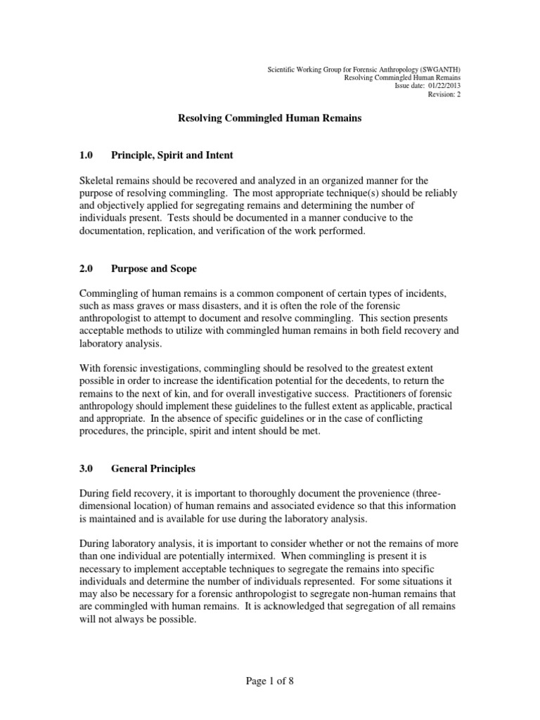 Swganth Resolving Commingled Human Remains PDF | Download Free PDF ...