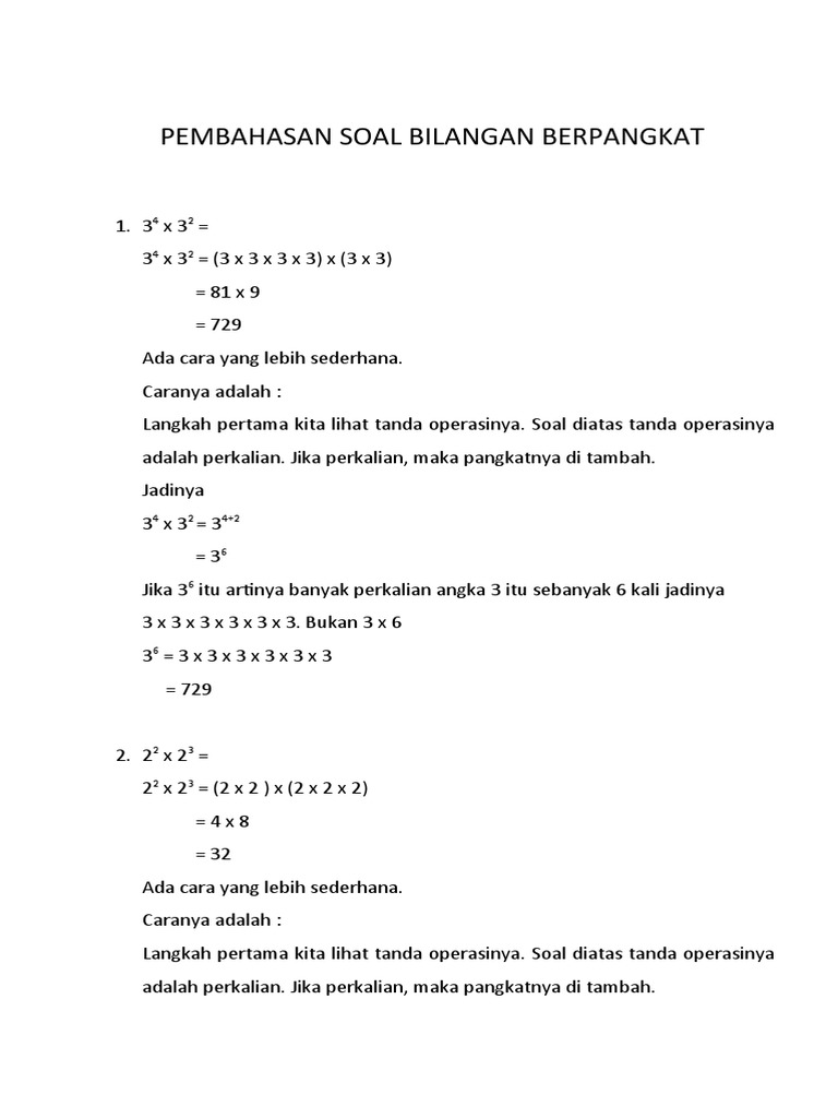 Pembahasan Soal Bilangan Berpangkat | PDF