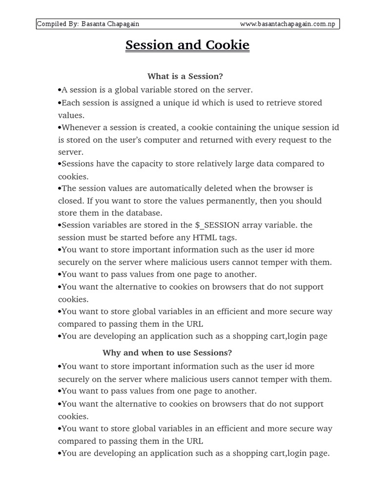 Session and Cookie | PDF | Http Cookie | Web Server
