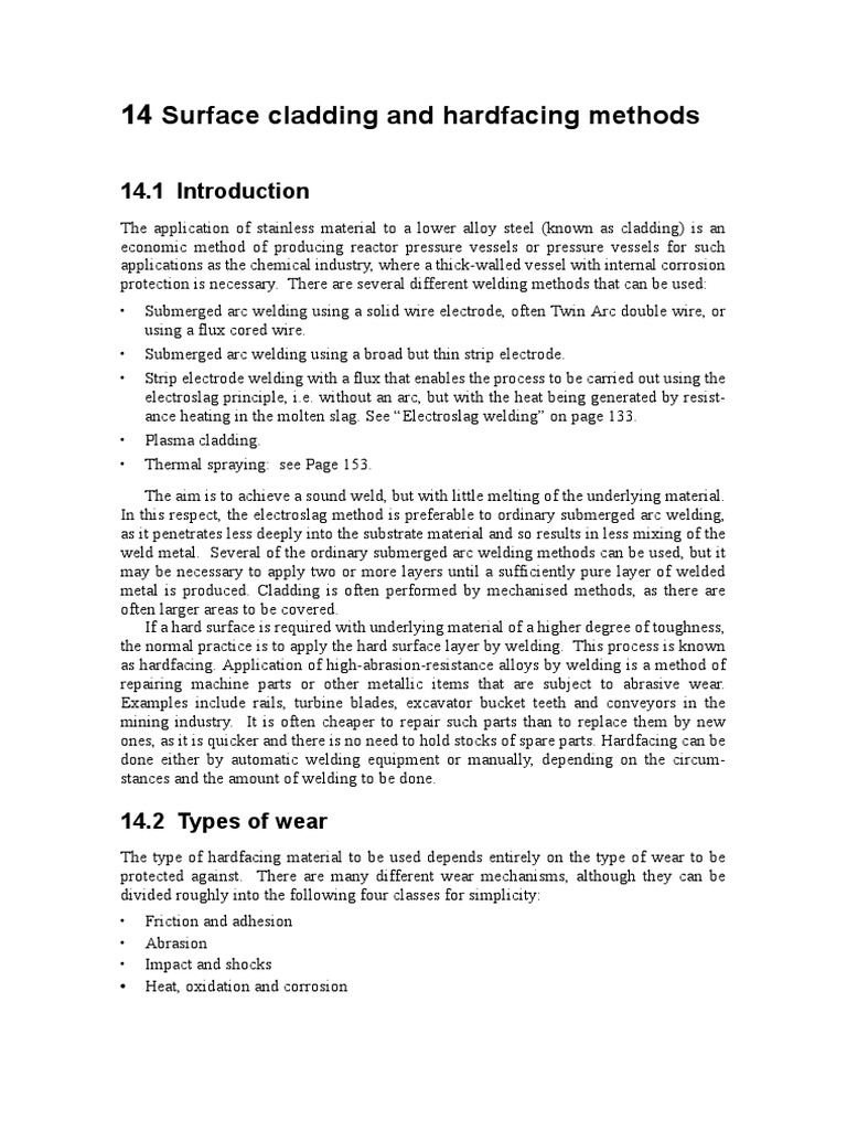 Surface Cladding and Hardfacing Methods | PDF | Wear | Nuclear Fuel