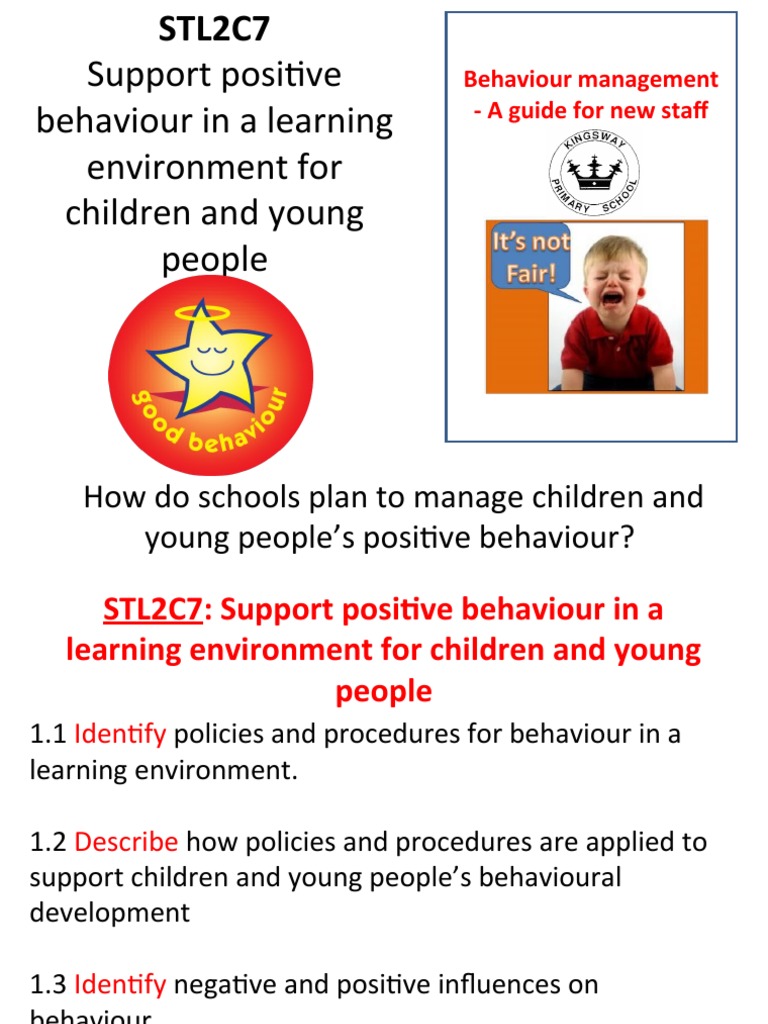 Support Positive Behaviour in A Learning Environment For Children and ...