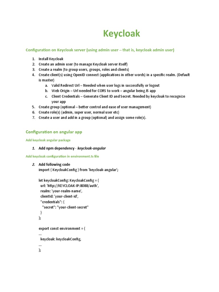 Keycloak: Configuration On Keycloak Server (Using Admin User - That Is ...