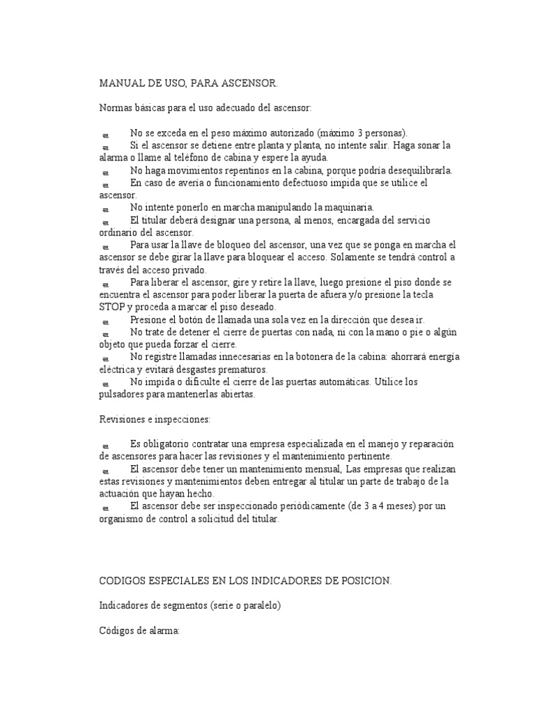 Manual de Uso Ascensores | PDF | Ascensor | Business