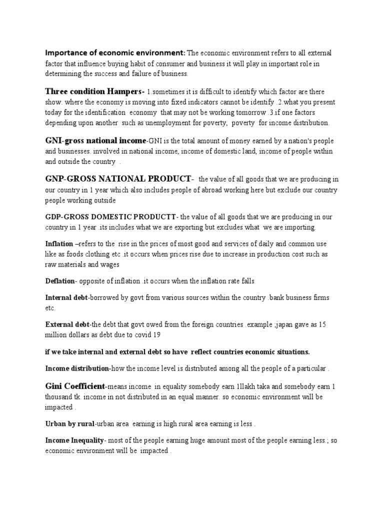 Importance of Economic Environment | PDF | Inflation | Income