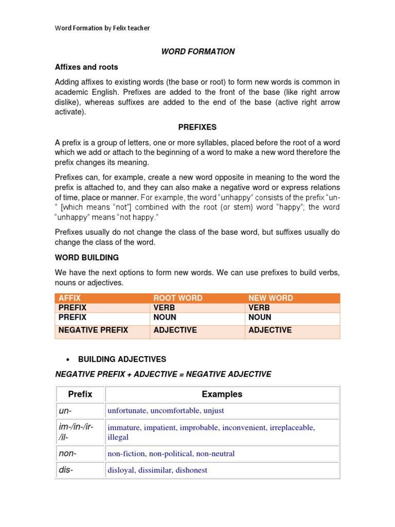 Affixes and Roots: Word Formation | Download Free PDF | Adjective ...