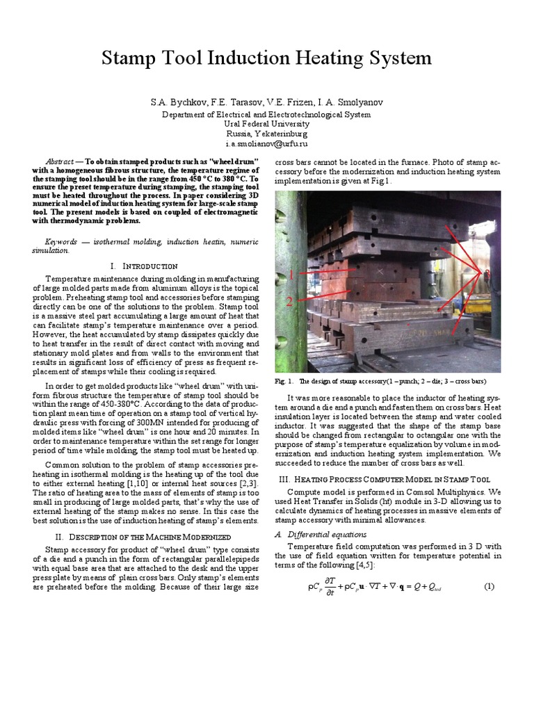 Stamp Tool Induction Heating System | PDF | Inductor | Thermal Conductivity