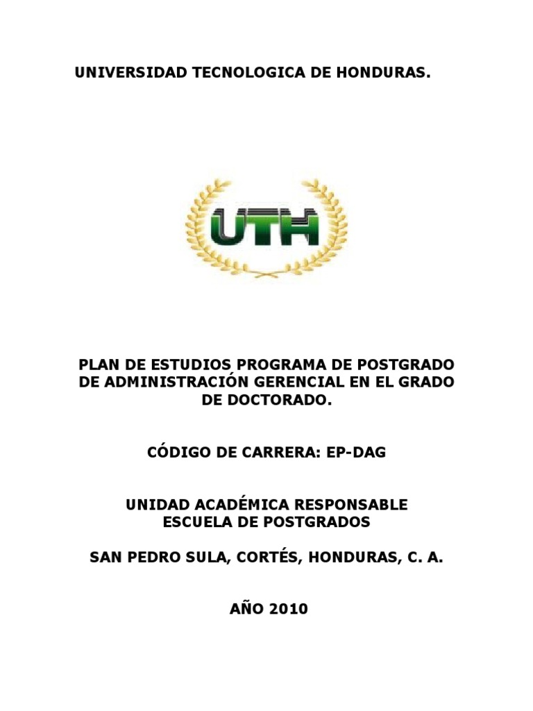 DOCTORADO Plan de Estudio UTH | PDF | Plan de estudios | Diseño