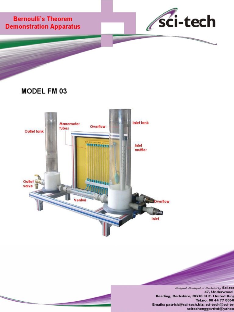Model FM 03: Bernoulli's Theorem Demonstration Apparatus | PDF | Fluid ...