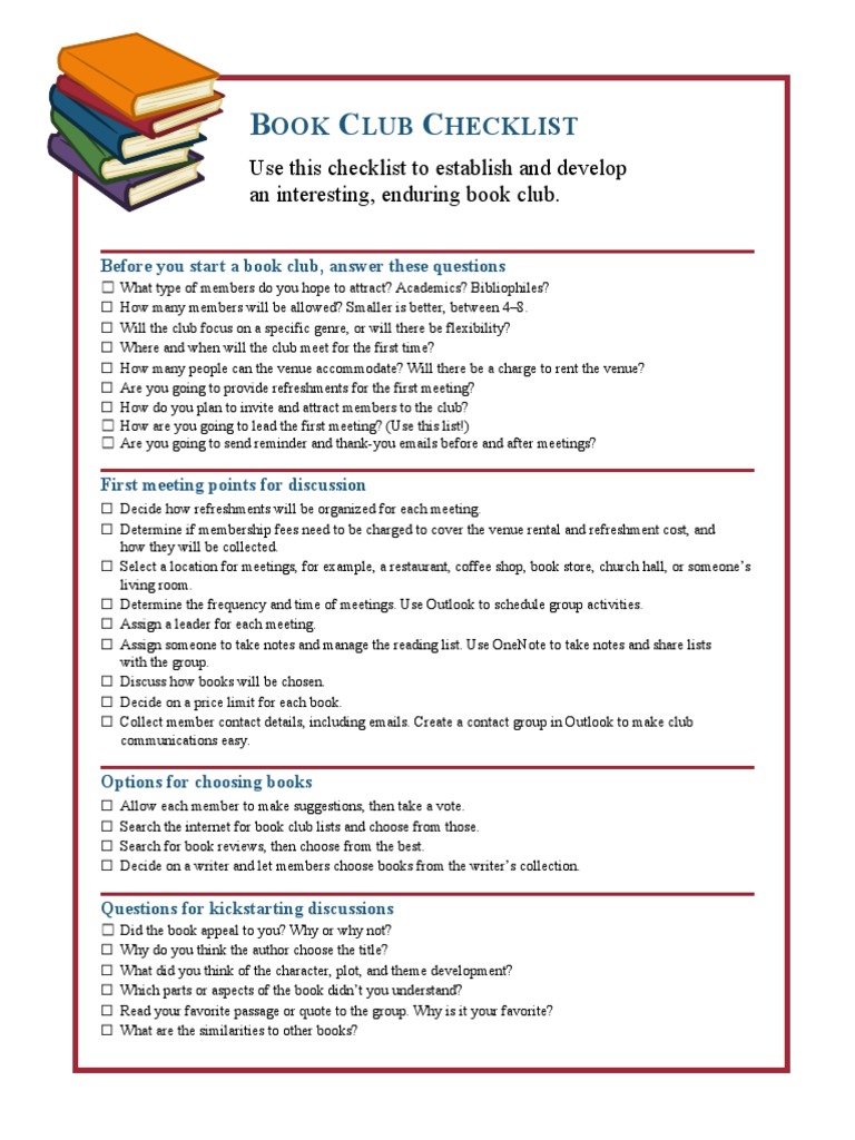 Book Club Setup Checklist for Authors | PDF