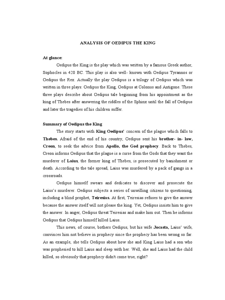 Analysis of Oedipus The King | PDF | Theban Mythology | Boeotian Mythology