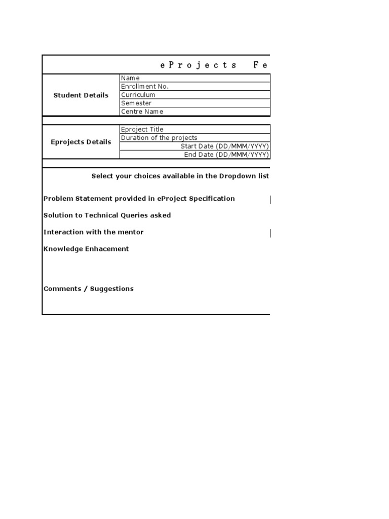 E-Projects Feedback Form Template | PDF