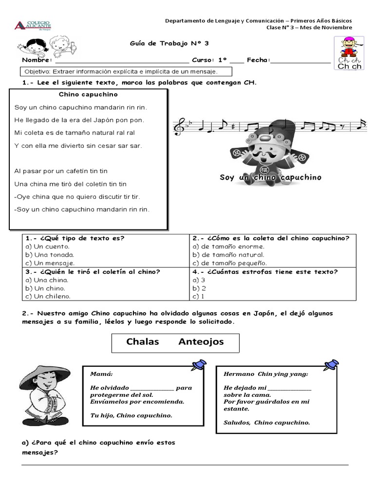 Guía #3 - Extraer Información Explícita e Implícita de Un Mensaje. | PDF