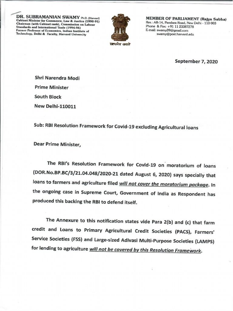 Letter To Prime Minister | PDF