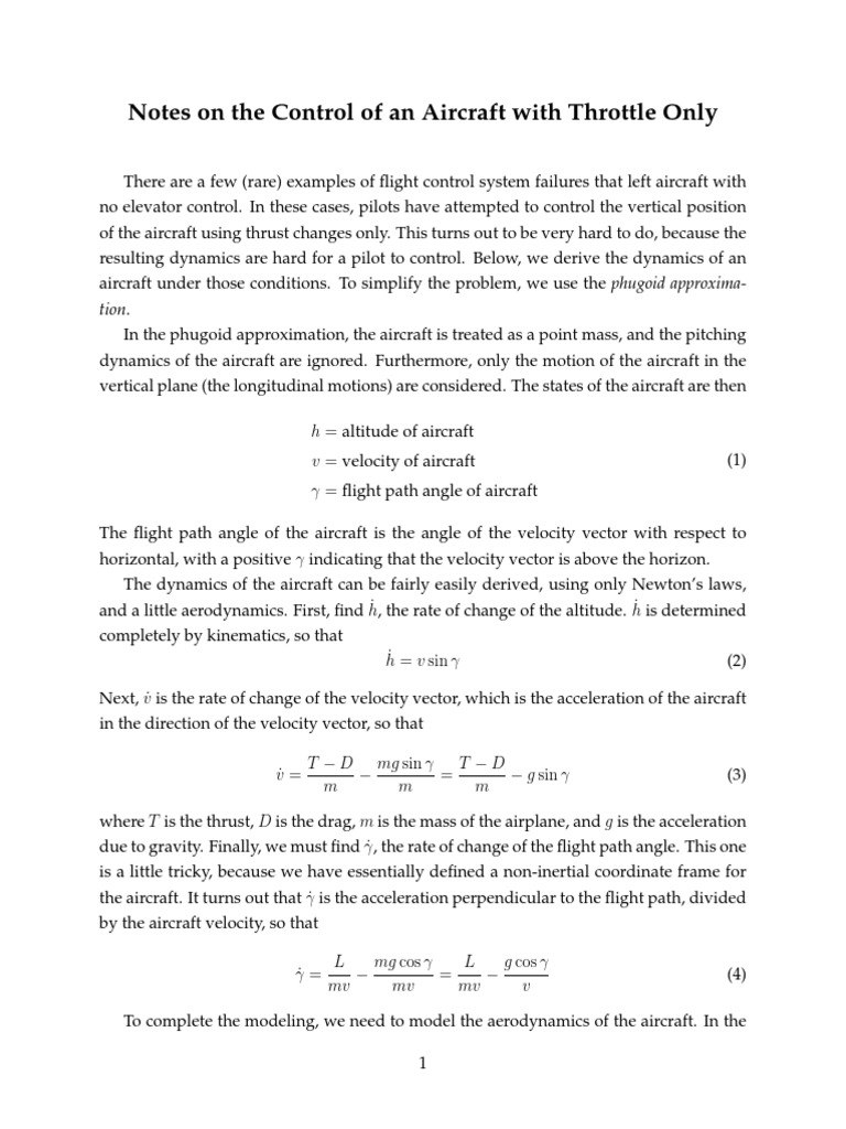 Phugoid | PDF | Thrust | Acceleration