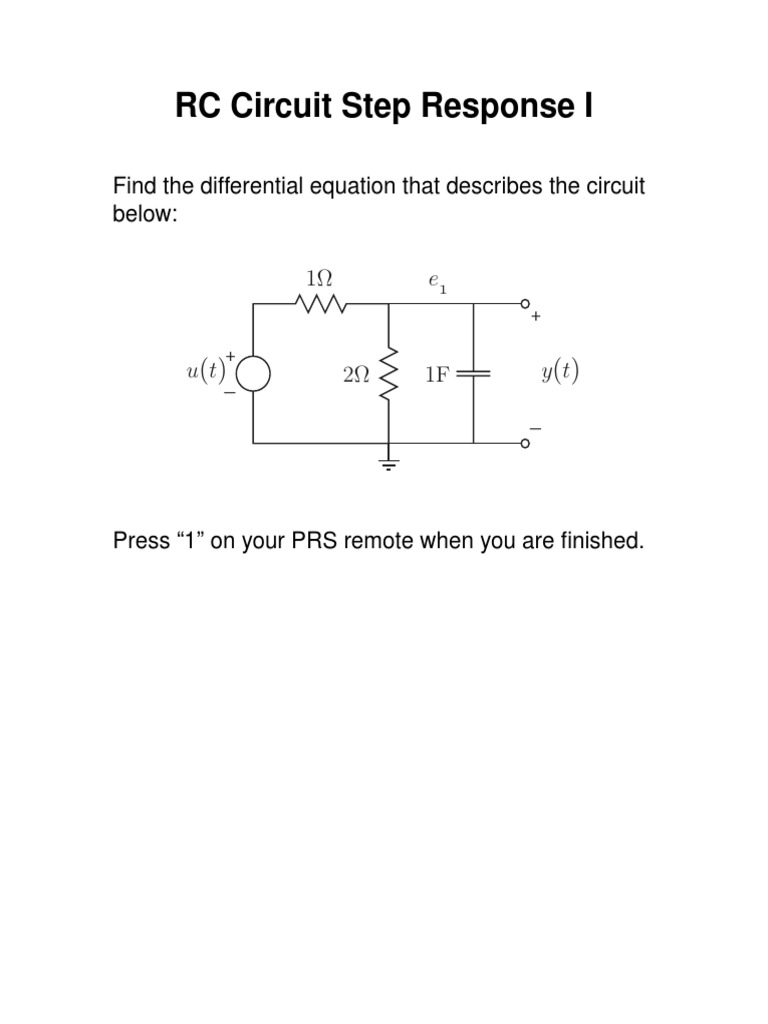 RC Circuit Step Response I: Find The Differential Equation That ...