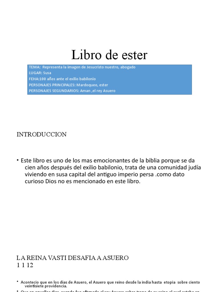 "El Libro de Ester: Historia y Personajes" | PDF | Libro de Ester | Esther