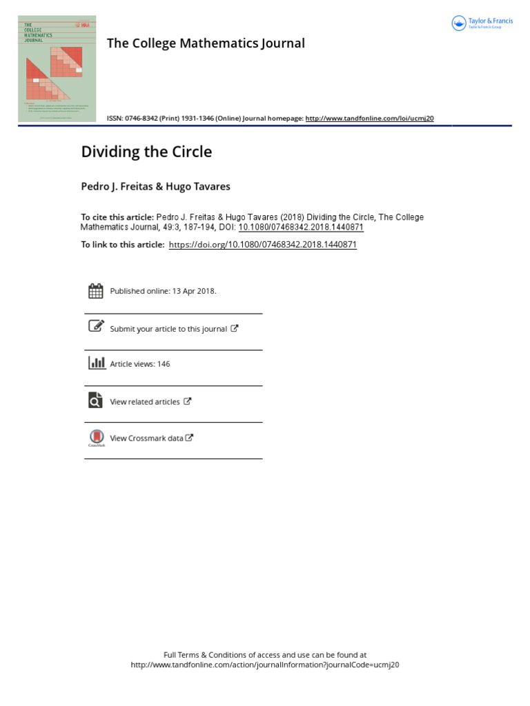 Dividing The Circle: The College Mathematics Journal | PDF | Sine ...