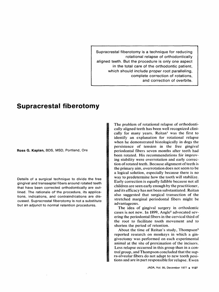 Supracrestal Fiberotomy | PDF | Periodontology | Orthodontics