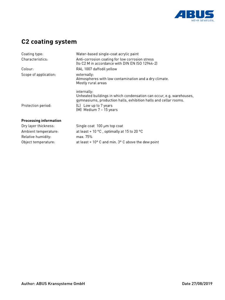 C2 Coating System: Processing Information | PDF