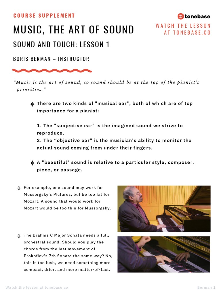 Music, The Art of Sound: Sound and Touch: Lesson 1 | PDF