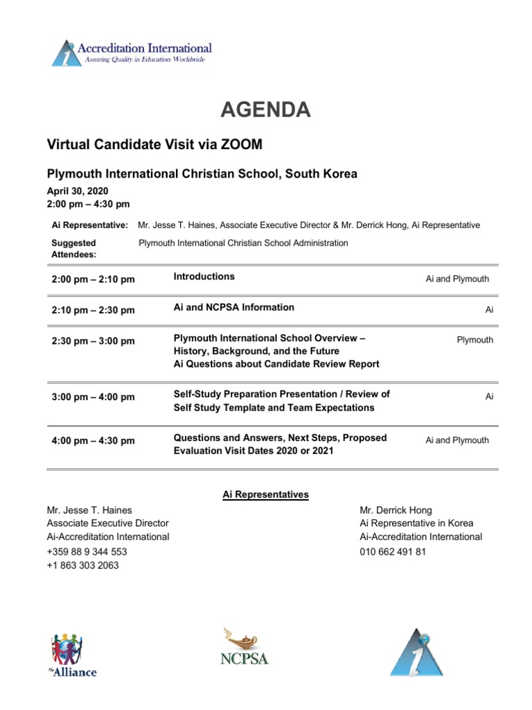 School Virtual Candidate Visit Agenda | PDF