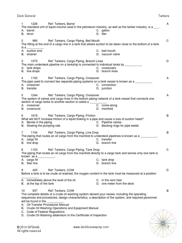Tanker General Questions | PDF | Oil Tanker | Pump