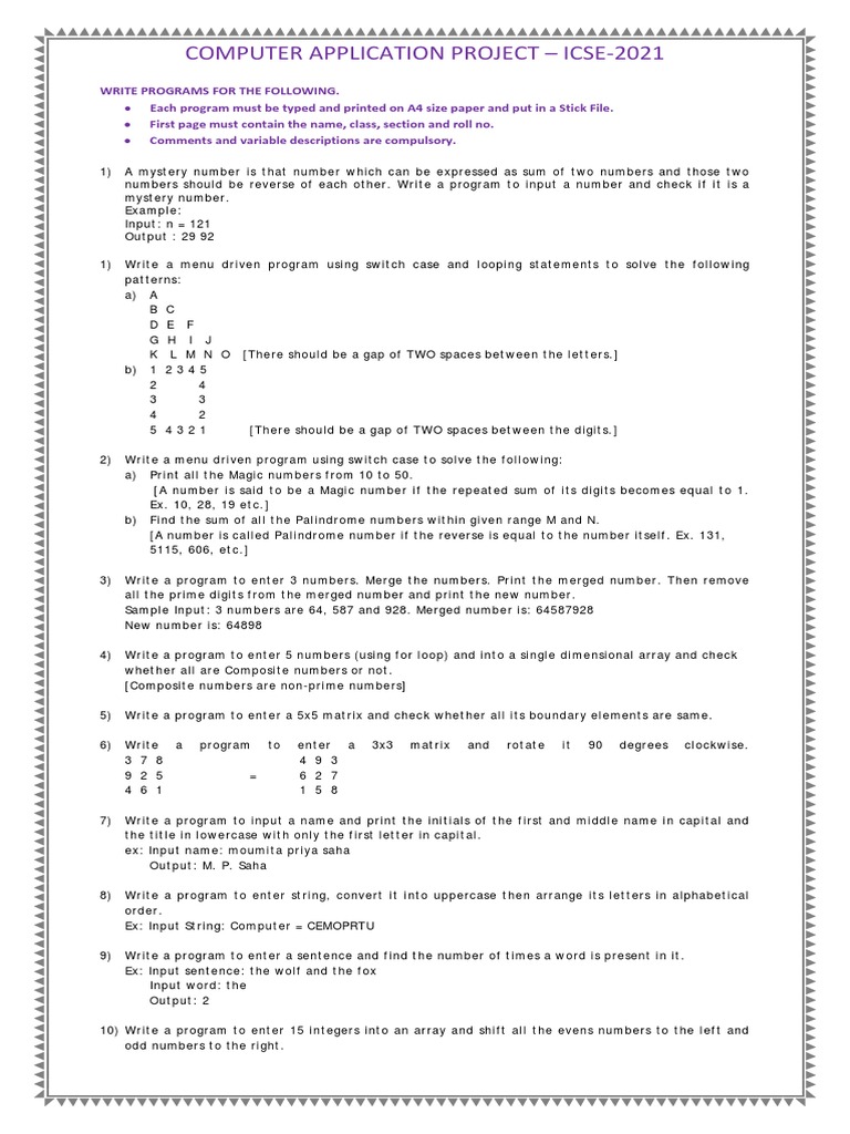 Computer Application Project Icse 2021 PDF | PDF | Letter Case | Numbers Computer Application Project Icse 2021 PDF | PDF | Letter Case | Numbers