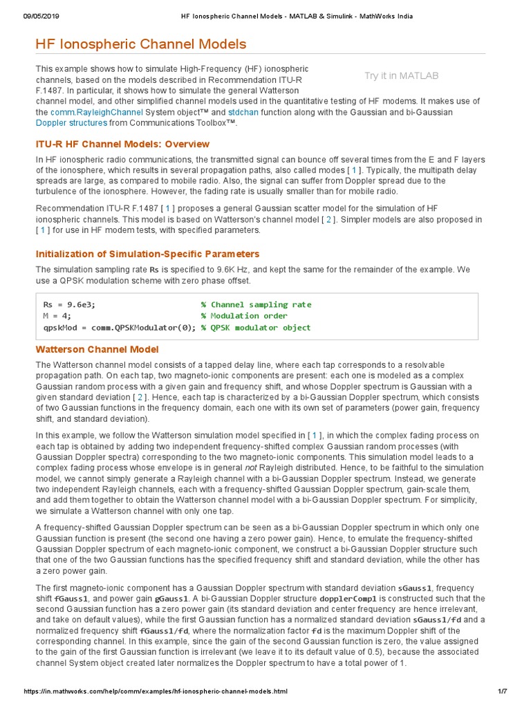 HF Ionospheric Channel Models - MATLAB & Simulink - MathWorks India PDF ...
