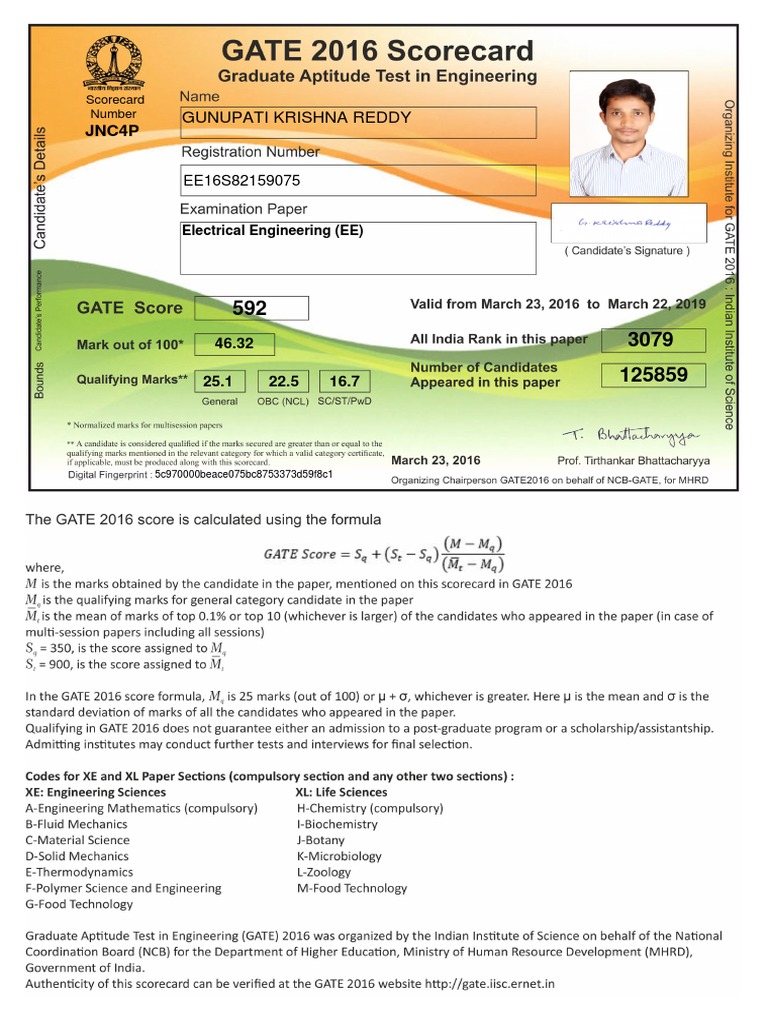 Gate Score Card | PDF