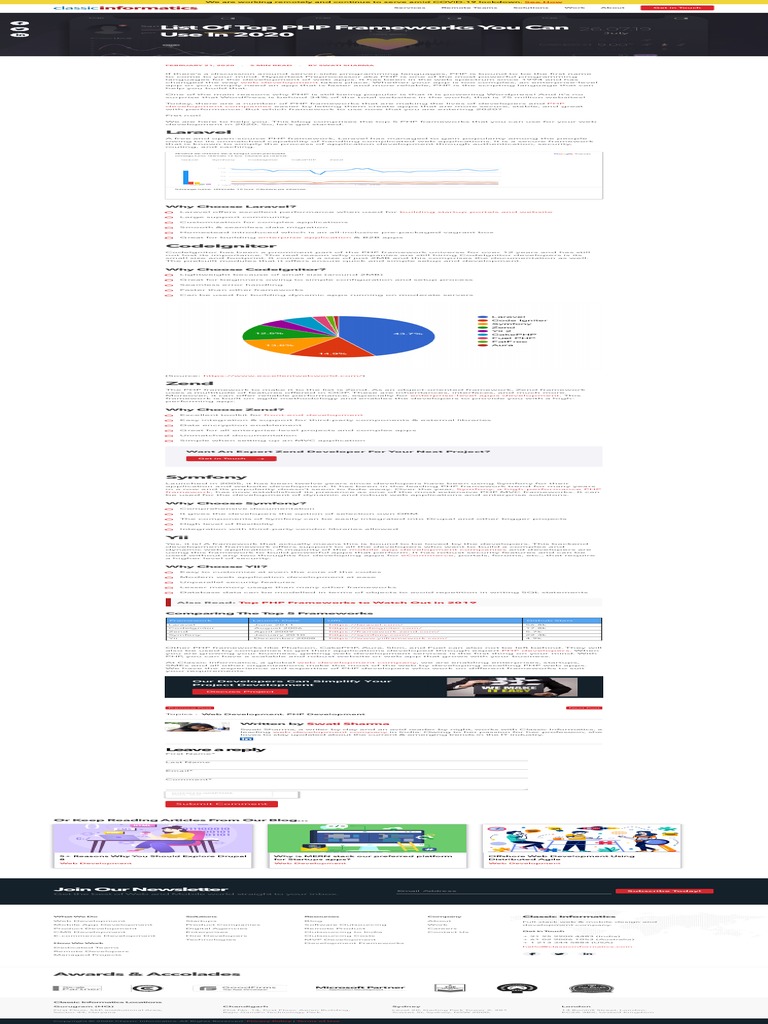 List of Top PHP Frameworks You Can Use in 2020 | PDF | Web Application ...