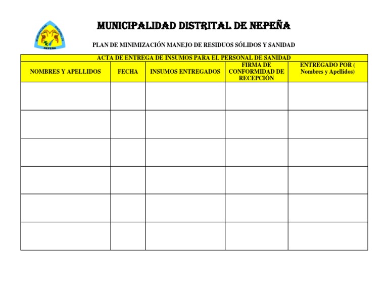 Formato para Entrega de Insumos | PDF