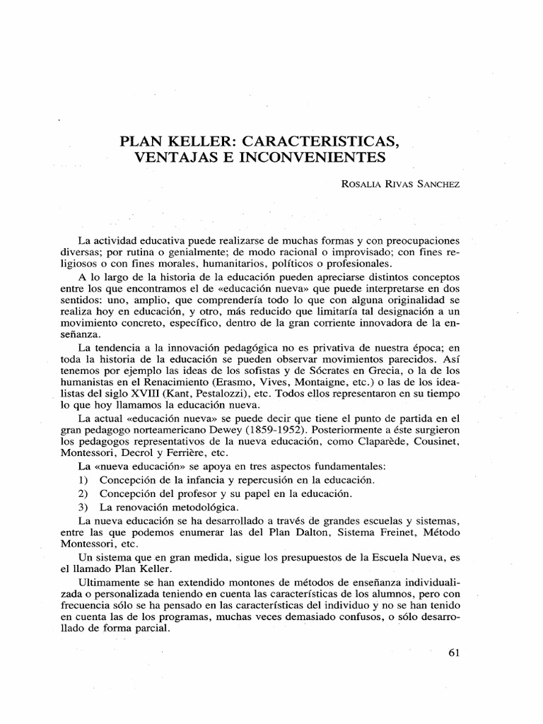 Plan Keller | PDF | Cociente de inteligencia | Educación Montessori