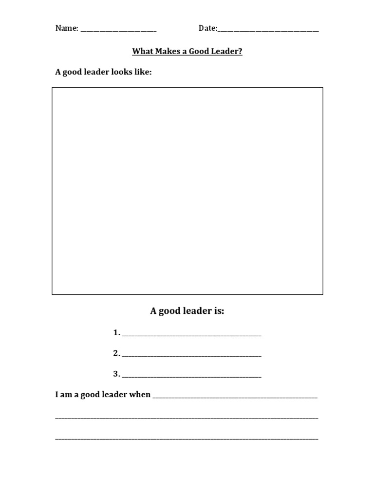Good Leader Characteristics Worksheet | PDF