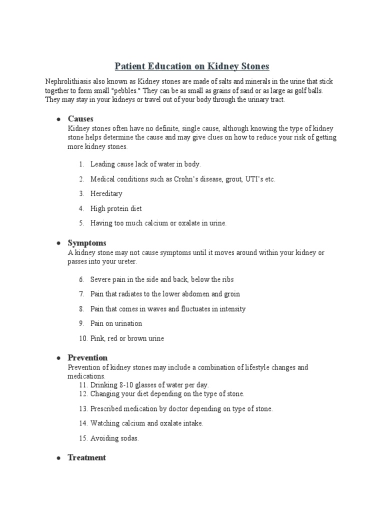 Kidney Stone Patient Education Guide | PDF | Medical Specialties ...