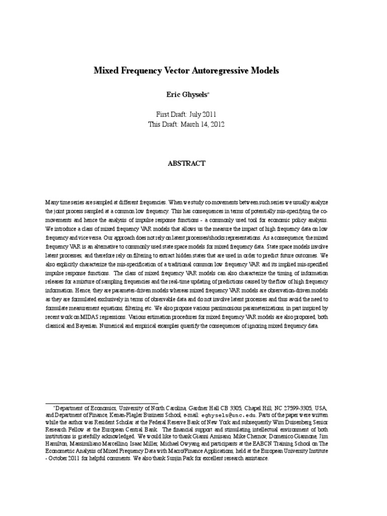 VAR-FM (Ghysels) | PDF | Vector Autoregression | Time Series