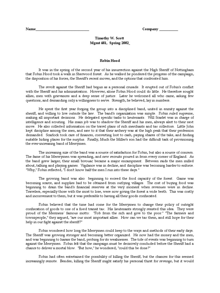 ROBIN Hood Case Study | PDF | Unrest