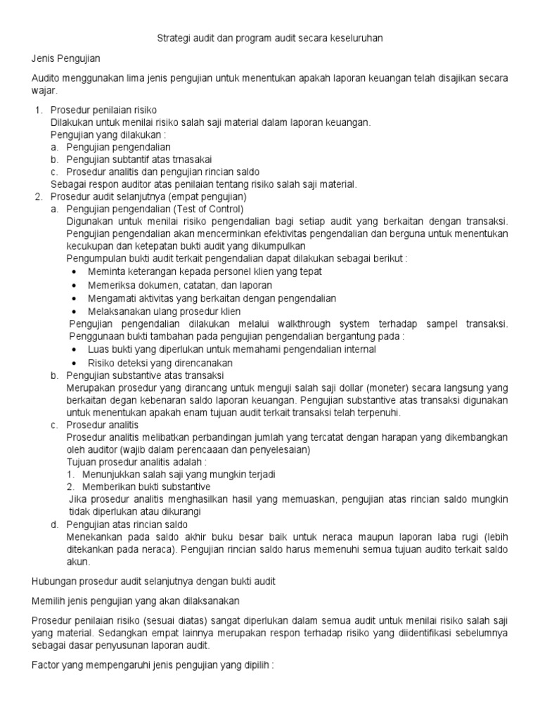 (PERT 3) BAB 13 Strategi Audit Dan Program Audit | PDF