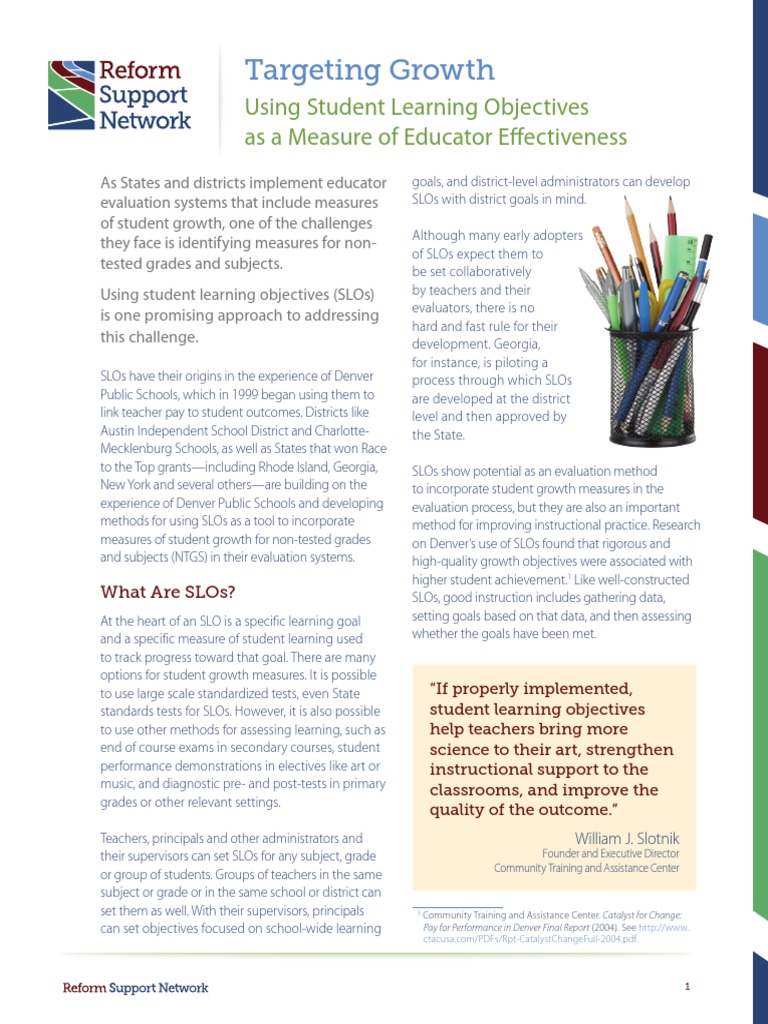 Targeting Growth: Using Student Learning Objectives As A Measure of ...
