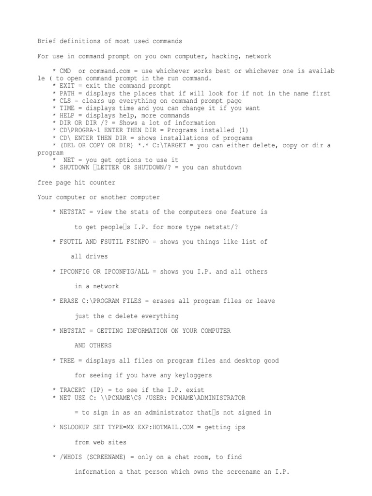 CMD Hacking | PDF | Command Line Interface | Computer File