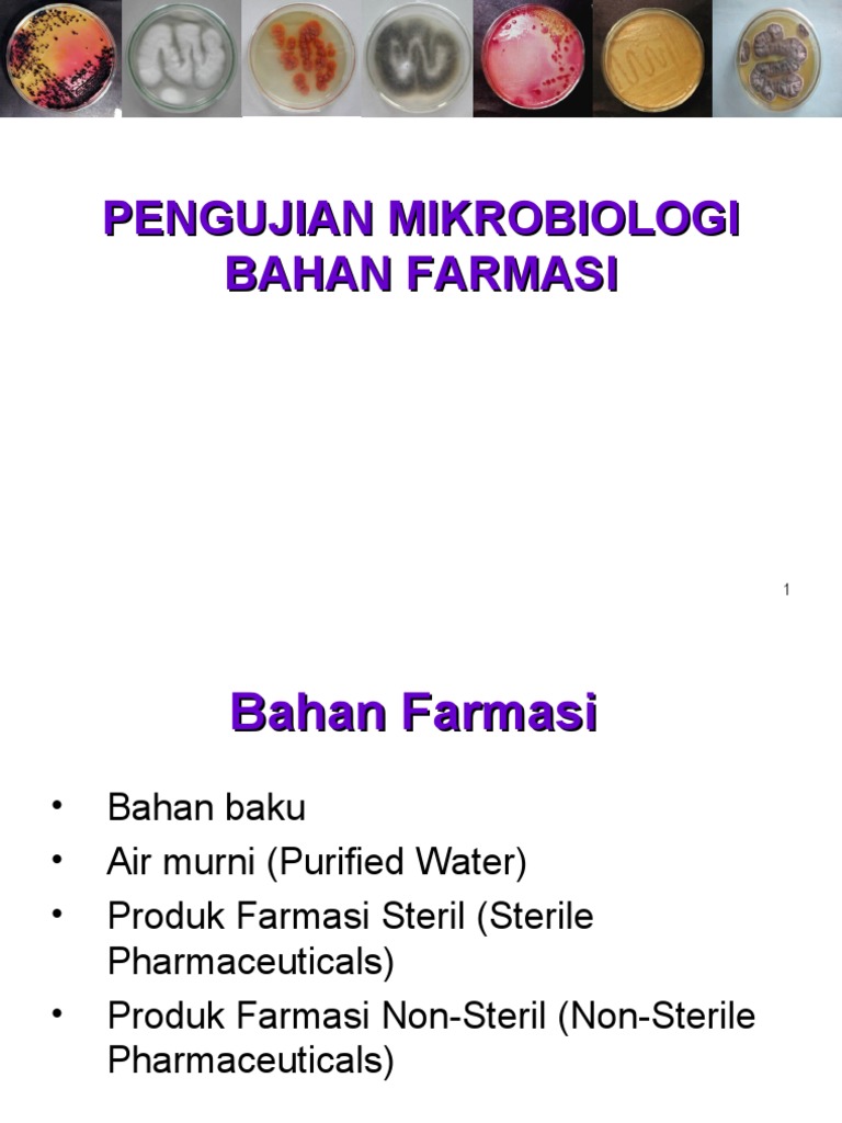 Pengujian Mikrobiologi Bahan Farmasi | PDF