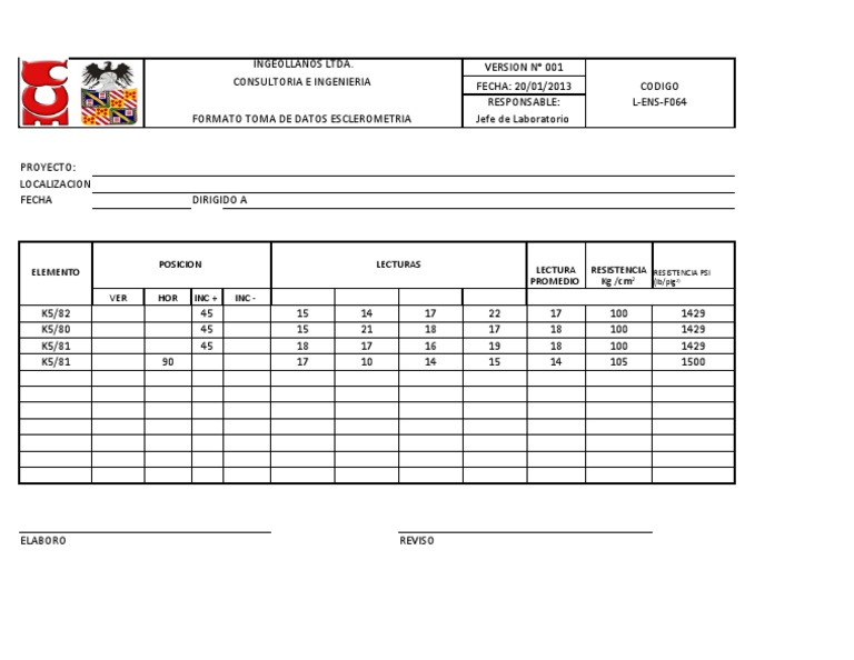Excel Esclerometria | PDF